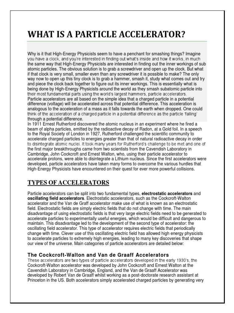 What Is A Particle Accelerator | PDF | Particle Accelerator | Radiation ...