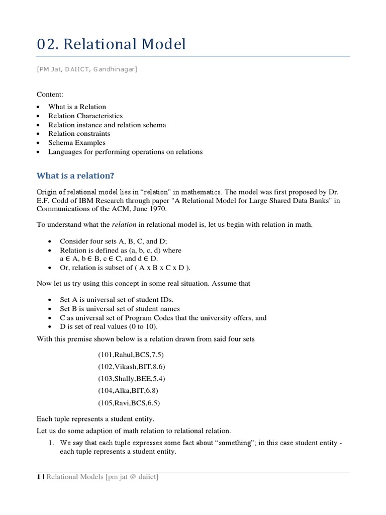 02 Relational Model | PDF | Relational Database | Relational Model