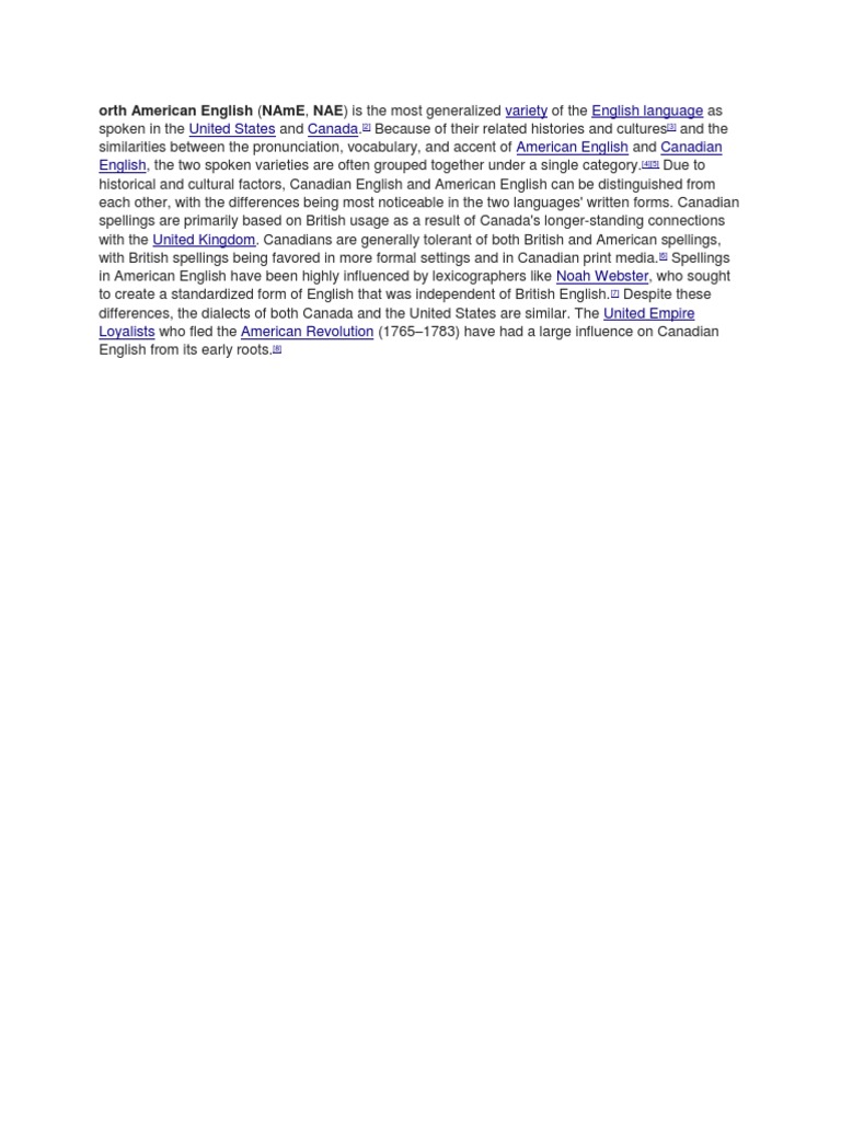 Orth American English (Name, Nae) Is The Most Generalized | PDF