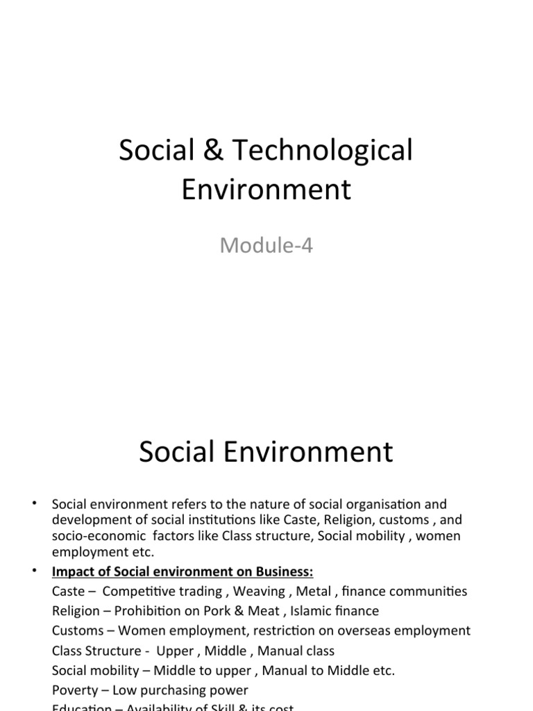 Social & Technological Environment: Module-4 | PDF | Competition ...
