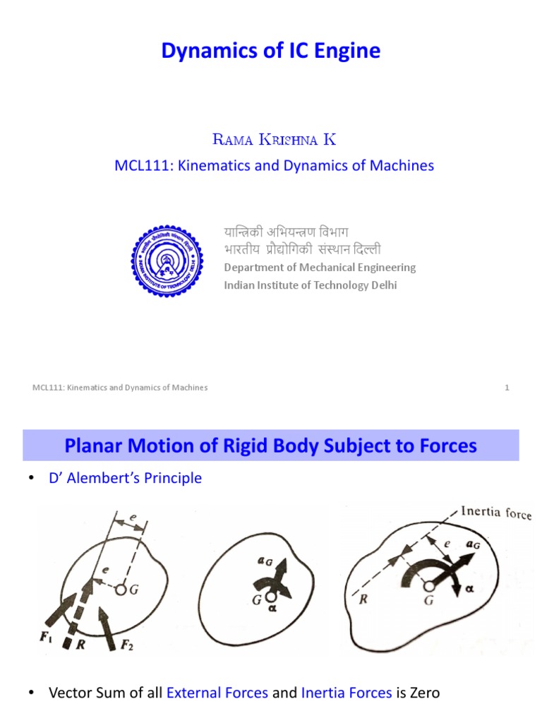 Dynamic of IC Engines | PDF | Machines | Kinematics