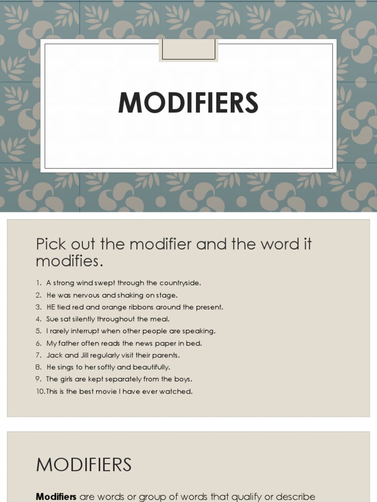 Understanding Modifiers: A Guide to Identifying and Classifying ...