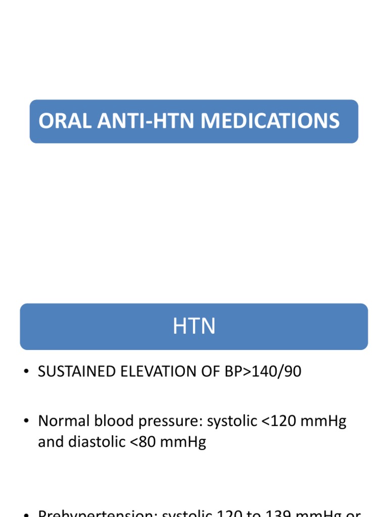 Oral Anti-HTN Medications: ACE Inhibitors, ARBs, CCBs, Diuretics, Beta ...