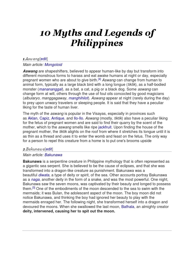 10 Myths and Legends of Philippines | PDF | Legendary Creatures | Mythology