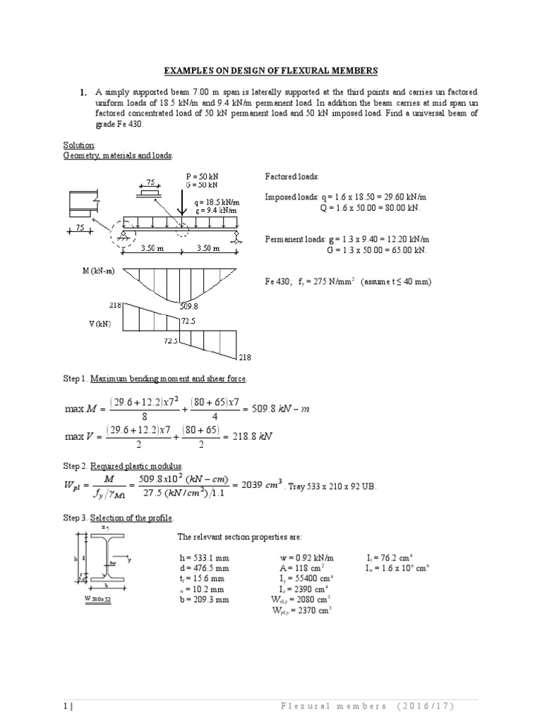 Examples On Design of Flexural Members: M KN X X M | Download Free PDF ...
