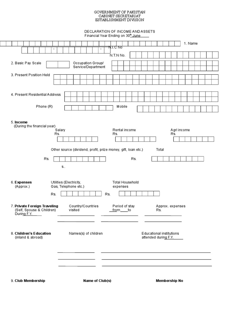 Declaration of Income and Assets | PDF | Deposit Account | Banks
