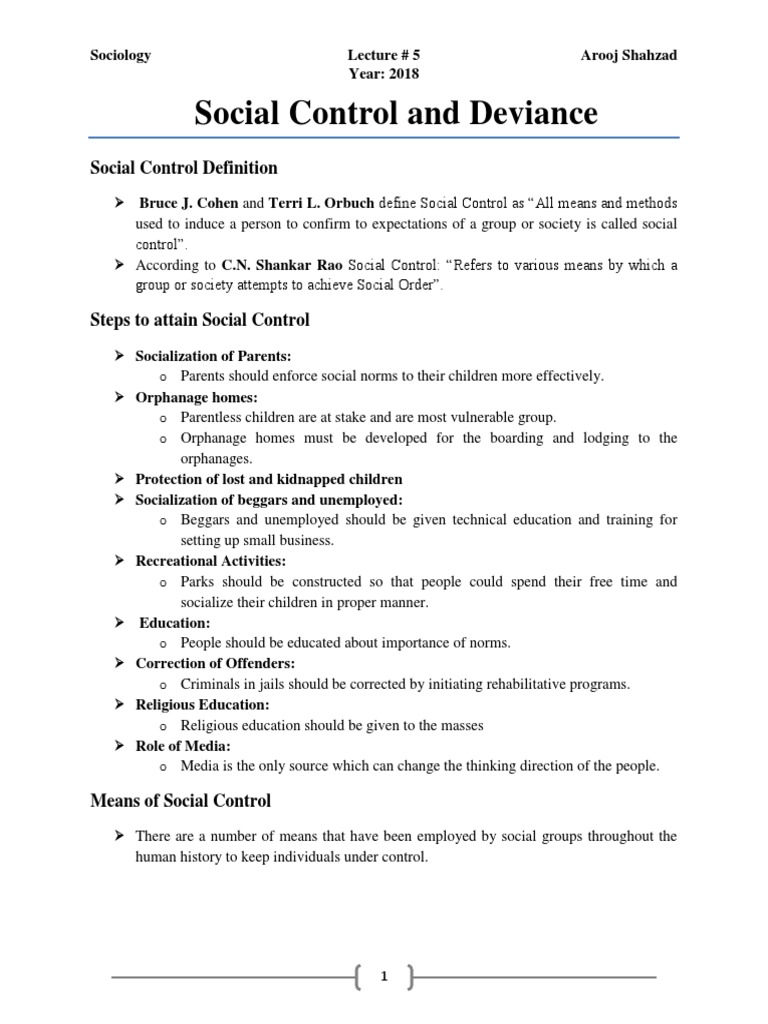 Social Control and Deviance | PDF | Deviance (Sociology) | Organized Crime
