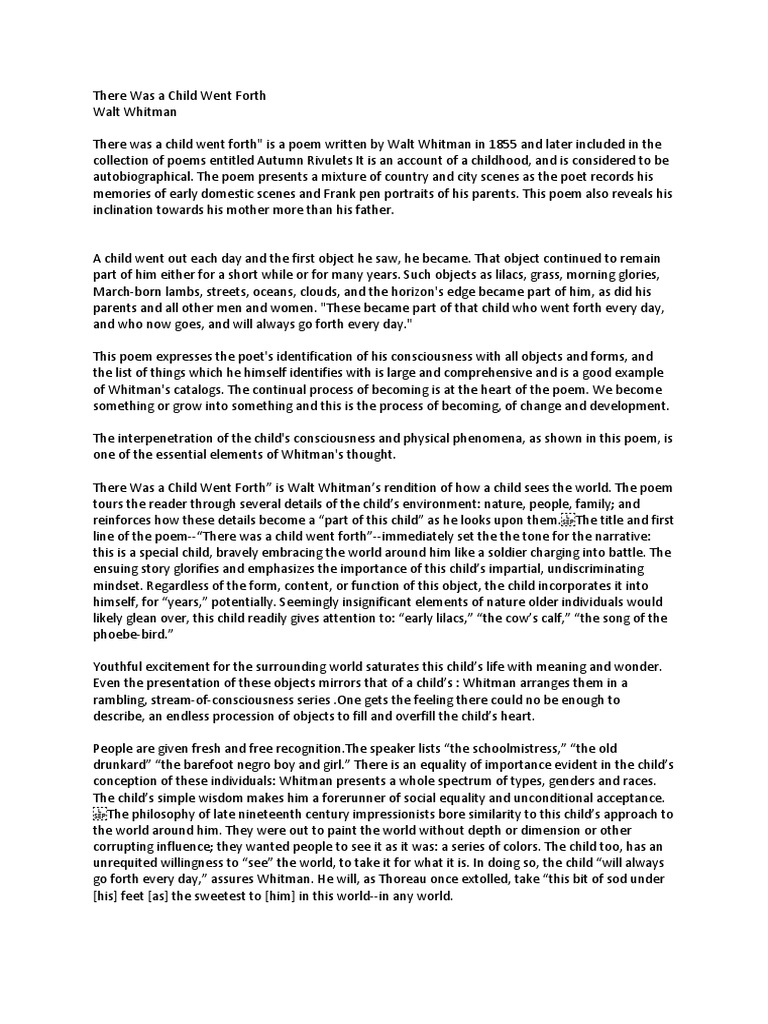 A Child Went Forth | PDF | Walt Whitman | Poetry