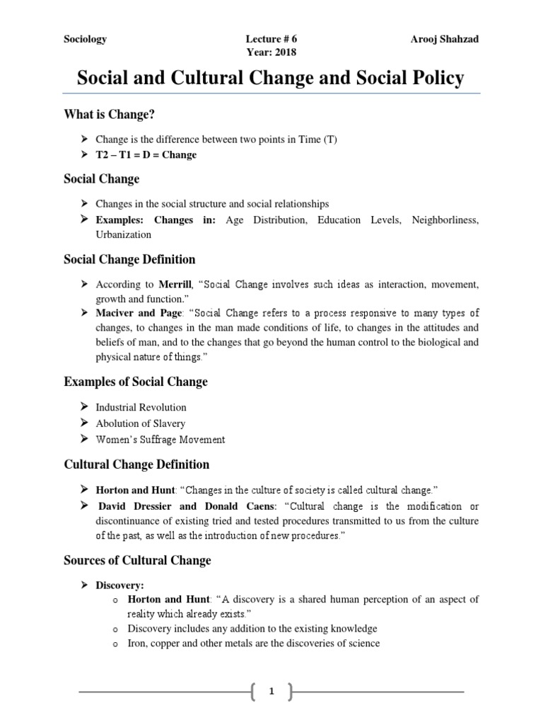 Understanding Social and Cultural Change: A Comprehensive Overview of ...