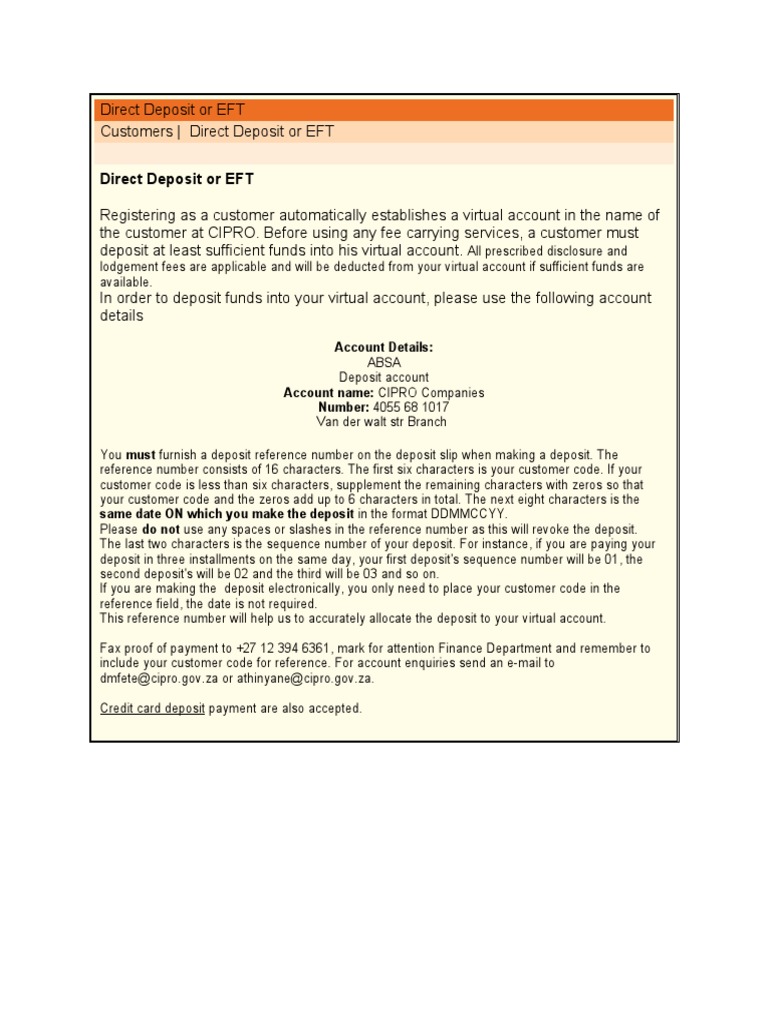Direct Deposit or EFT | PDF