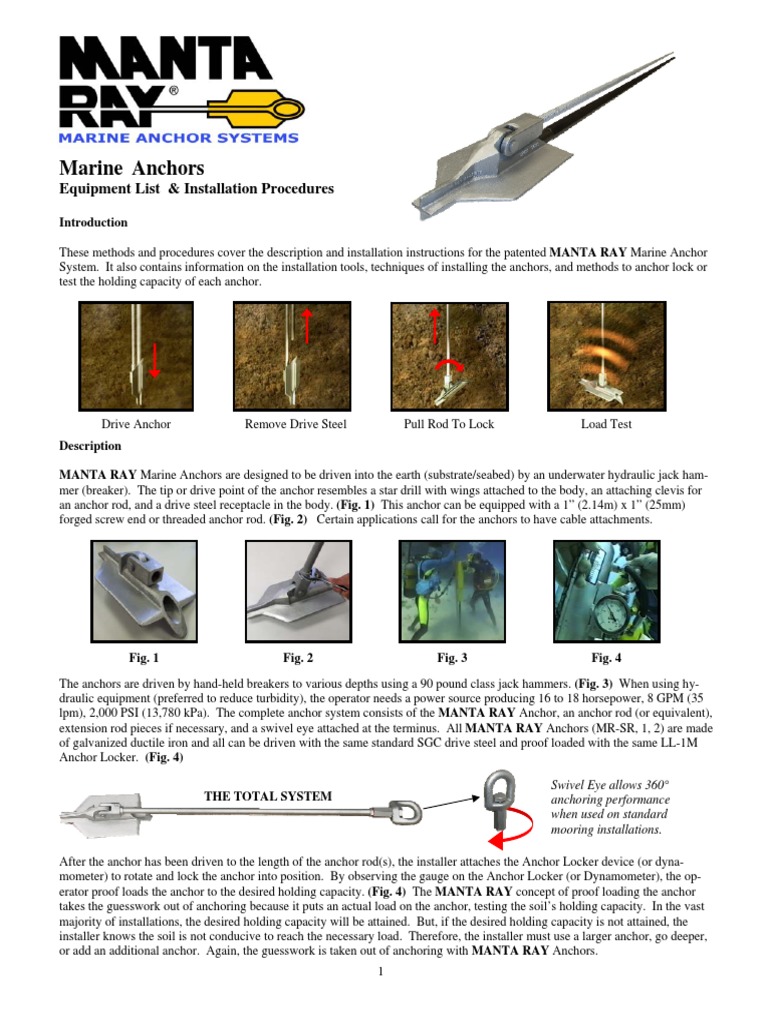Manta Ray Marine Installation Procedures | PDF | Anchor | Sand