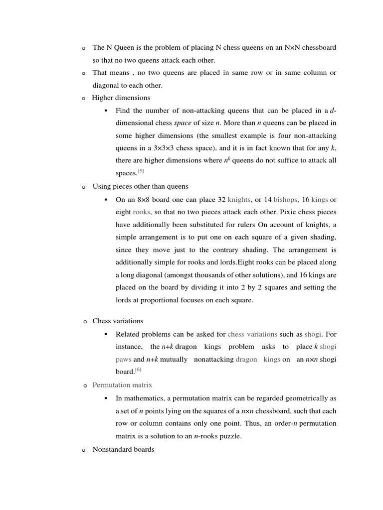 The N Queen Is The Problem of Placing N Chess Queens On An N | PDF | Mathematical Concepts ...