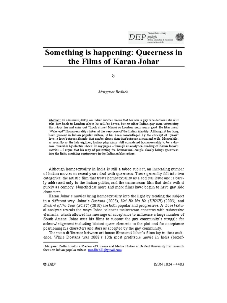 Something Is Happening: Queerness in The Films of Karan Johar | PDF