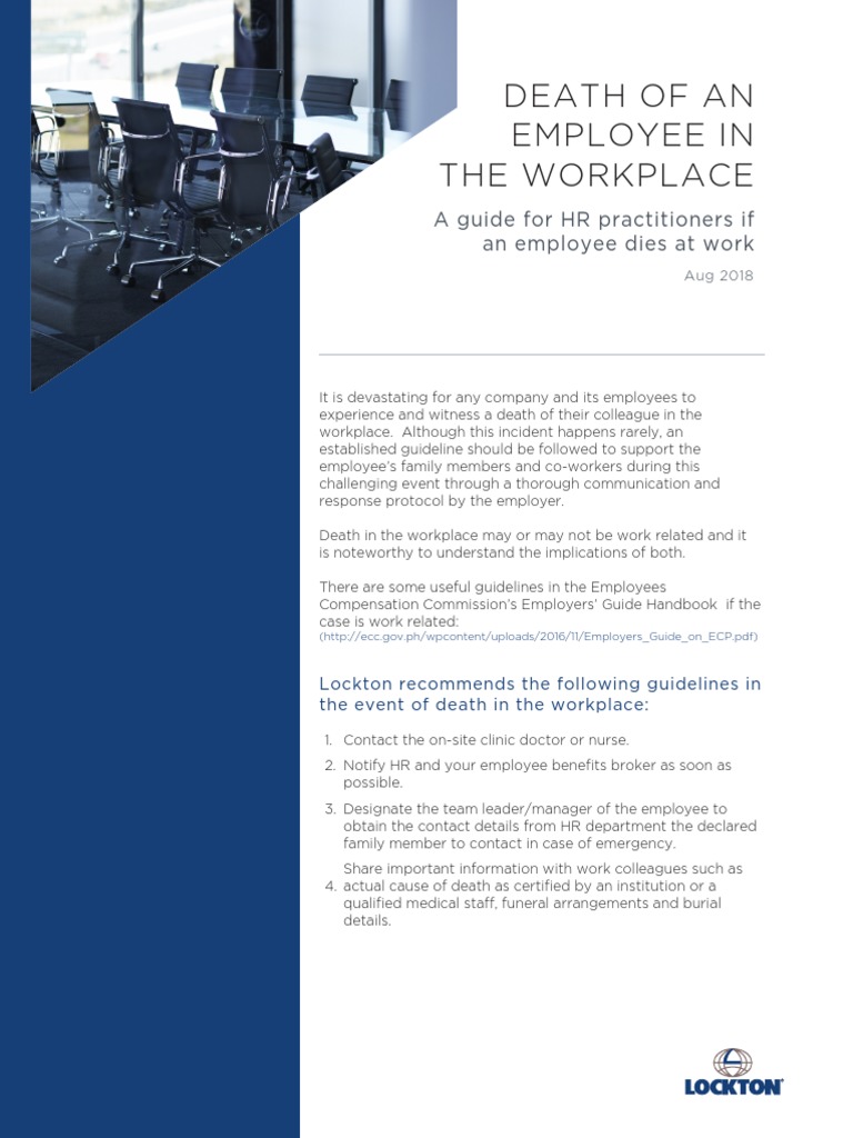 Death in The Workplace | PDF | Employment | Insurance