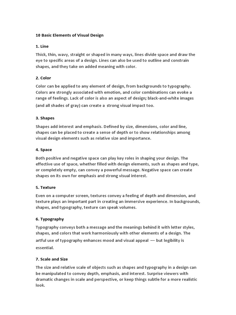 10 Basic Elements of Visual Design | PDF | Typography | Shape