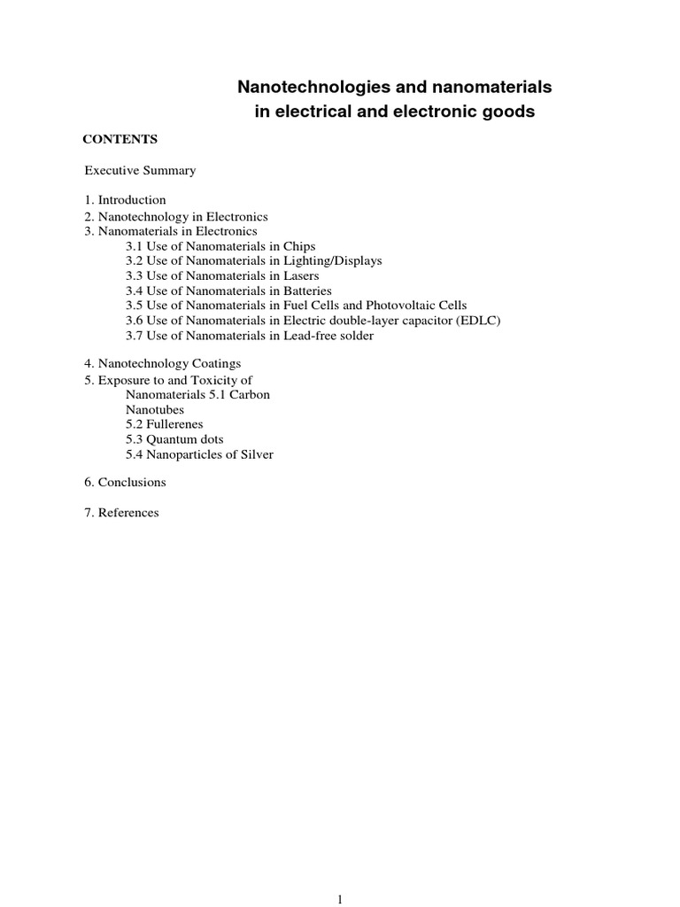 Nanotechnologies and Nanomaterials in Electrical and Electronic Goods | PDF | Nanotoxicology ...