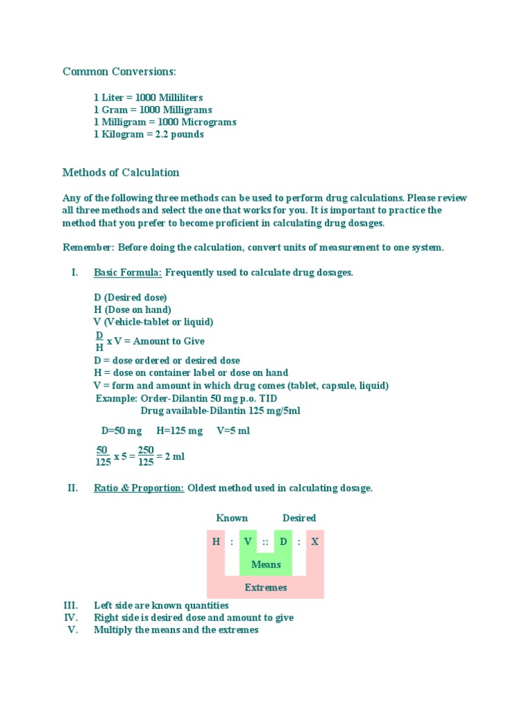 Formulas | PDF | Chemistry | Dose (Biochemistry)