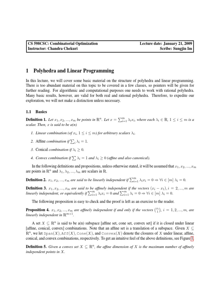 Lecture2 PDF | PDF | Linear Programming | Convex Geometry