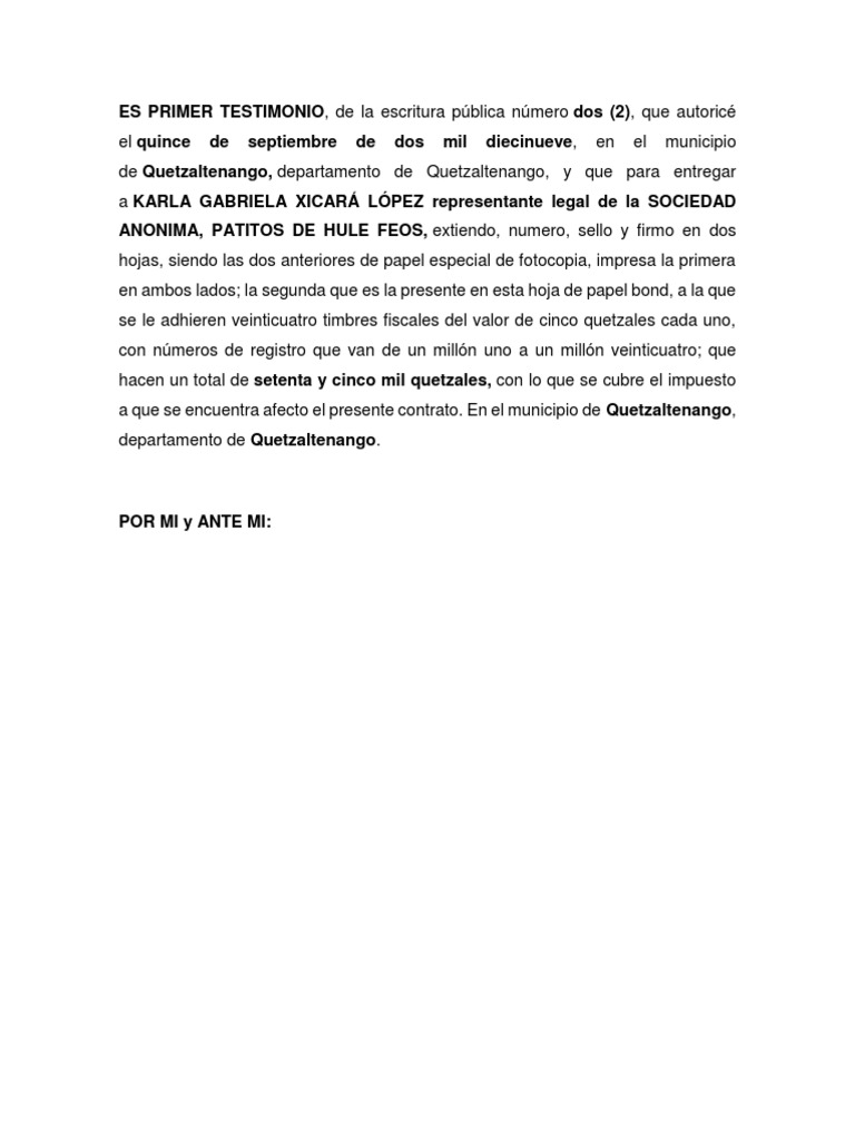 Primer Testimonio Primer Testimonio