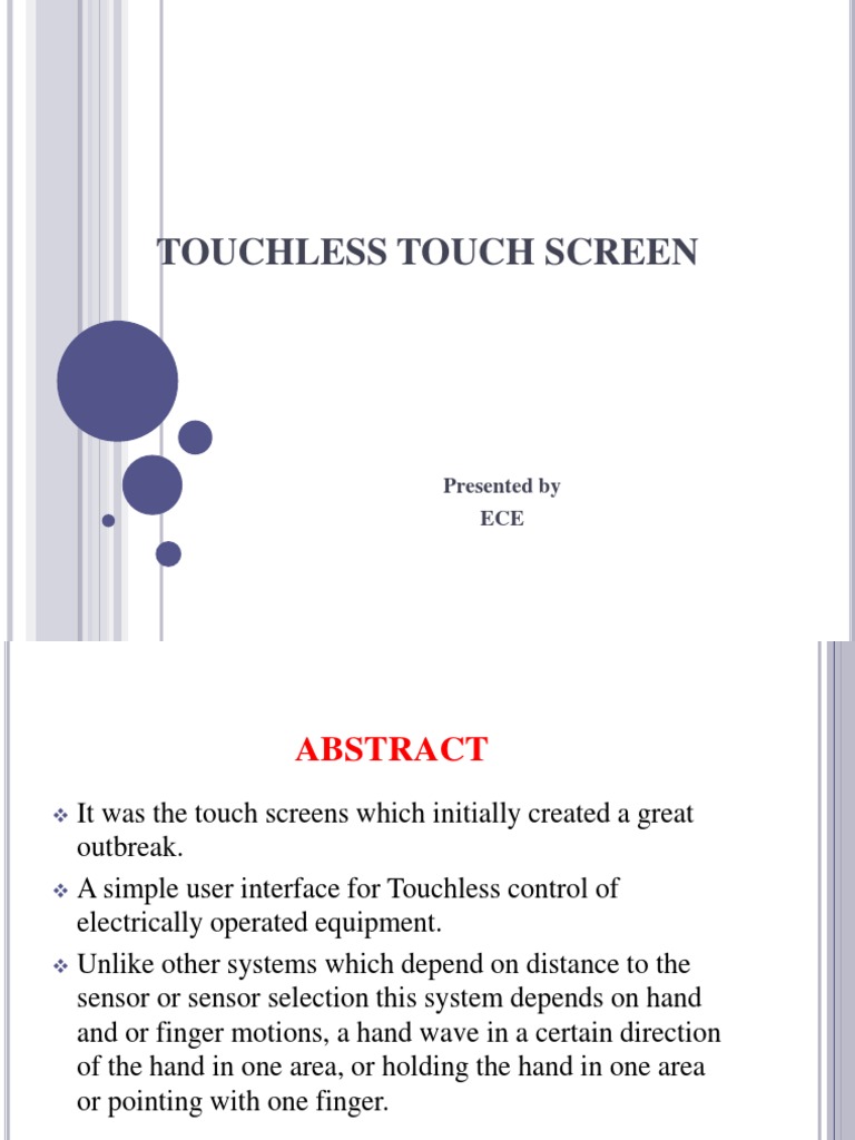 Touchless Touch Screen Technology for Hands-Free Device Control | PDF ...