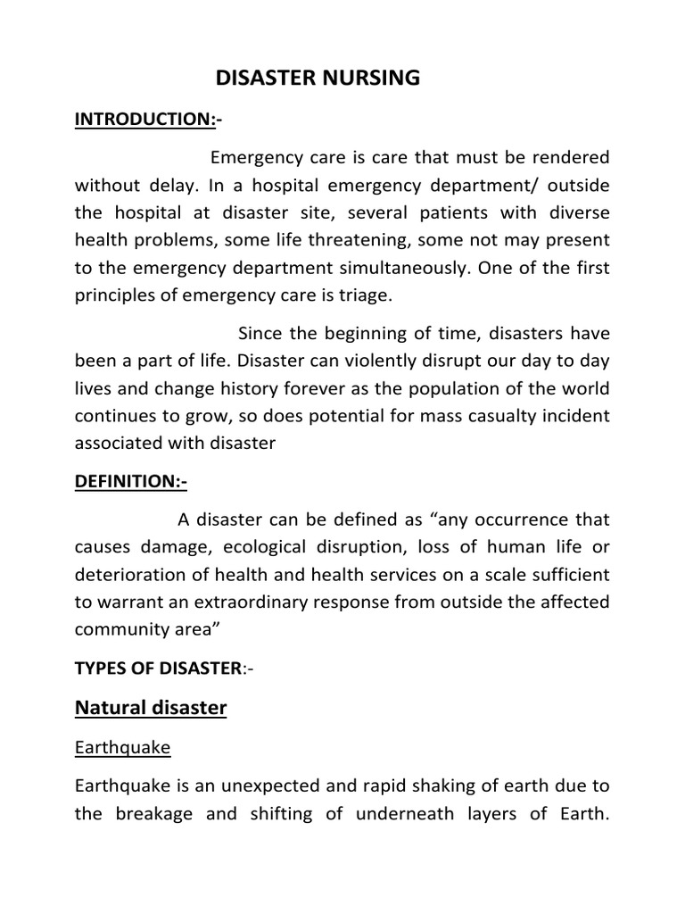 Disaster Nursing | PDF | Emergency Management | Sanitation