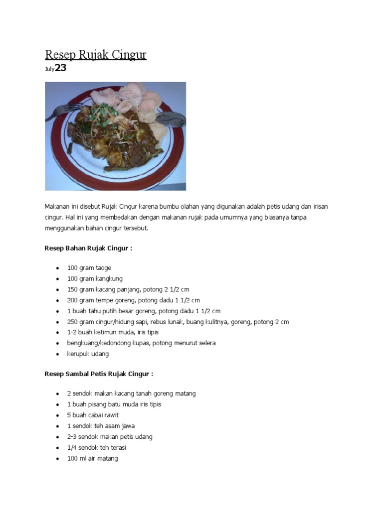 Resep Rujak Cingur | PDF