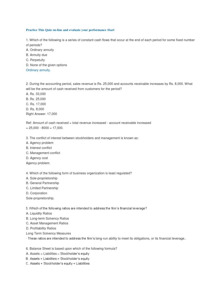 Business Finance Exam Practice Questions | PDF | Bonds (Finance ...
