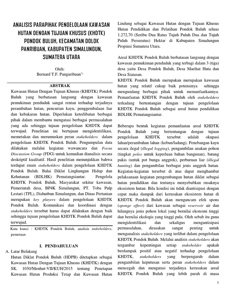 Analisis Stakeholder-Pondok Buluh | PDF
