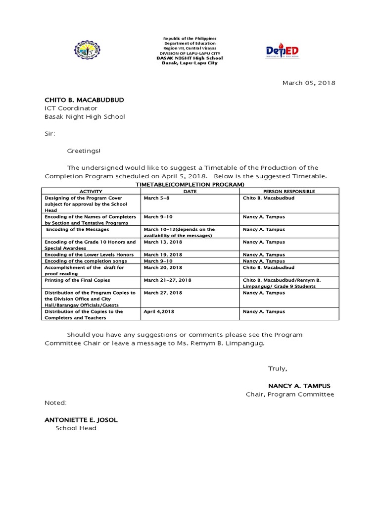 Completion Program Timetable 2018 | PDF
