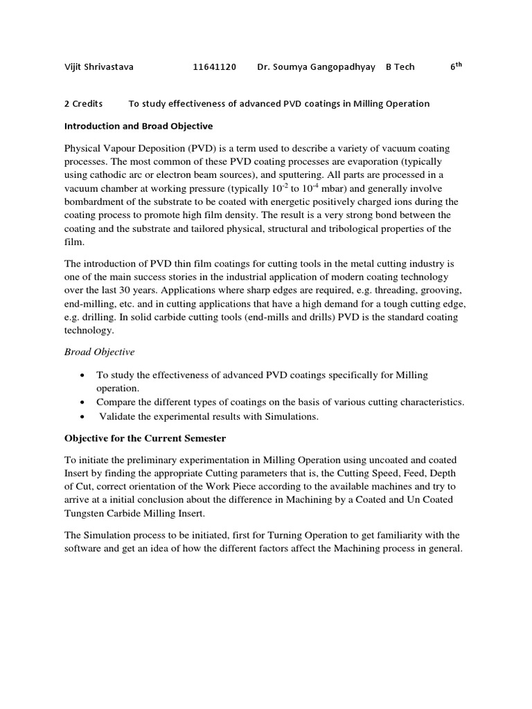Introduction and Broad Objective | PDF | Thin Film | Machining