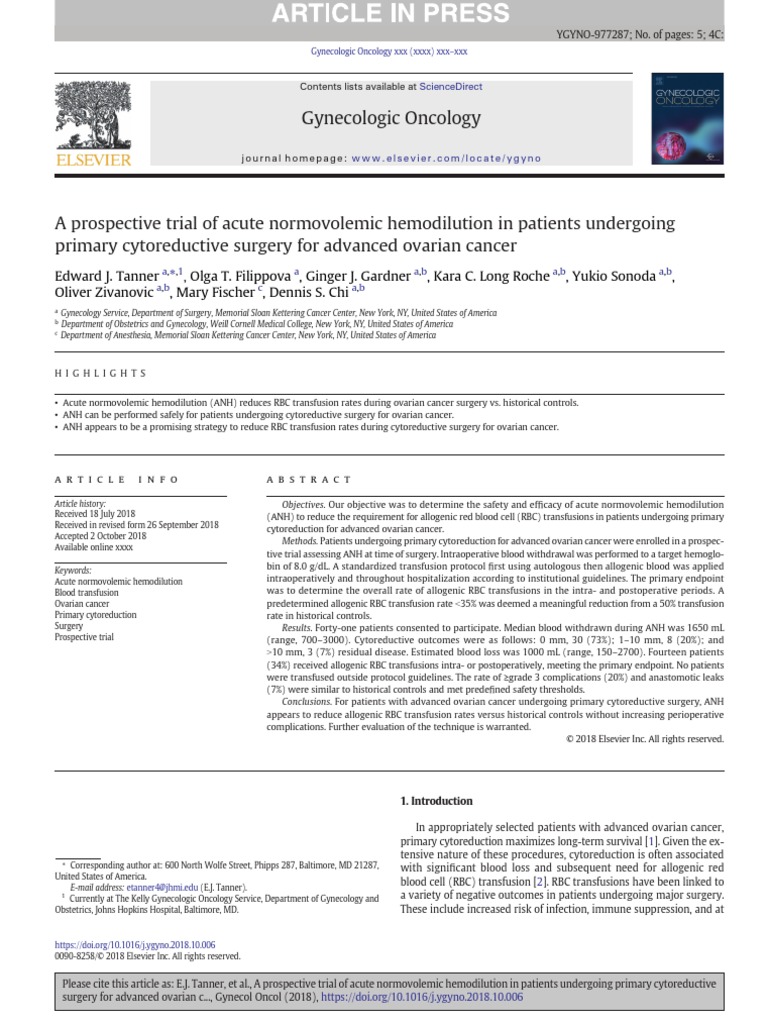 Tanner 2018 | PDF | Blood Transfusion | Surgery