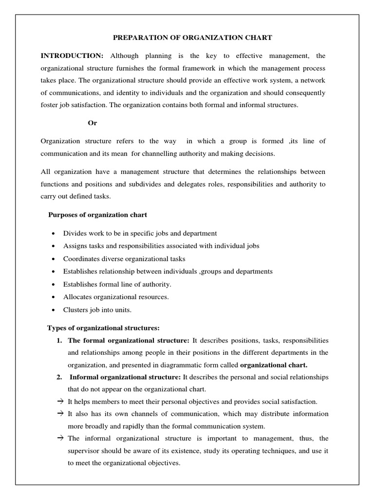Preparation of Organization Chart | PDF | Organizational Structure ...