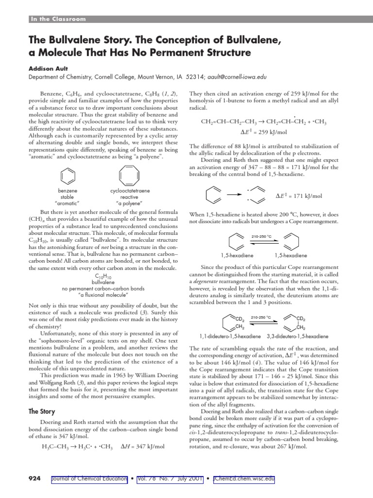 The Bullvalene Story. The Conception of Bullvalene, A Molecule That Has ...
