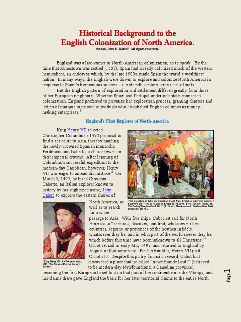 Background To English Settlement & Colonization | PDF | English Civil ...