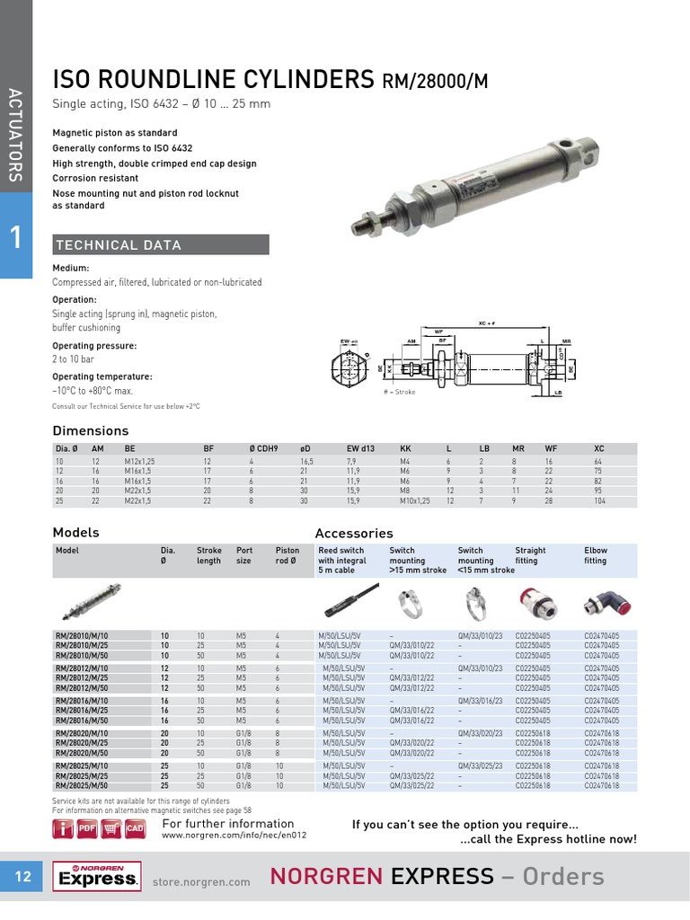Iso Roundline Cylinders: - Orders | PDF | Piston | Vehicle Technology
