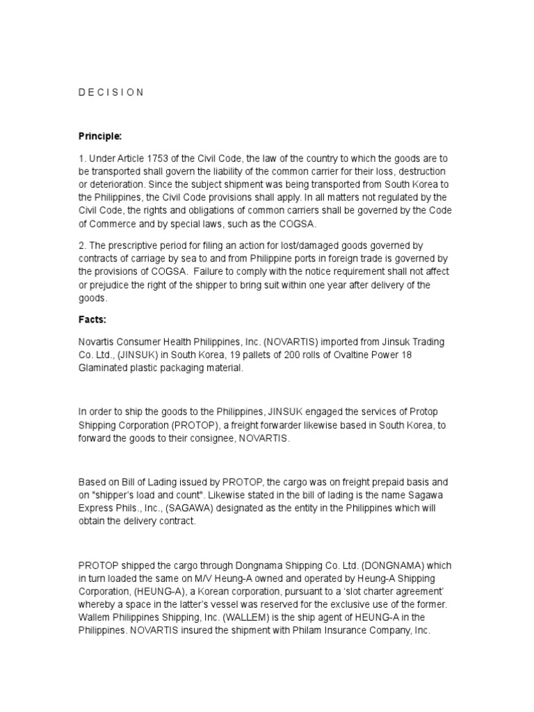 Philam Insurance v. Heung-A | PDF | Bill Of Lading | Cargo