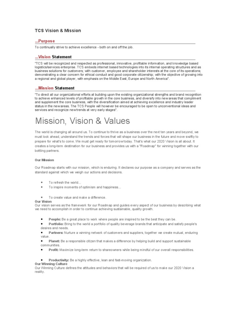 TCS Vision | Download Free PDF | Brand | Corporate Social Responsibility