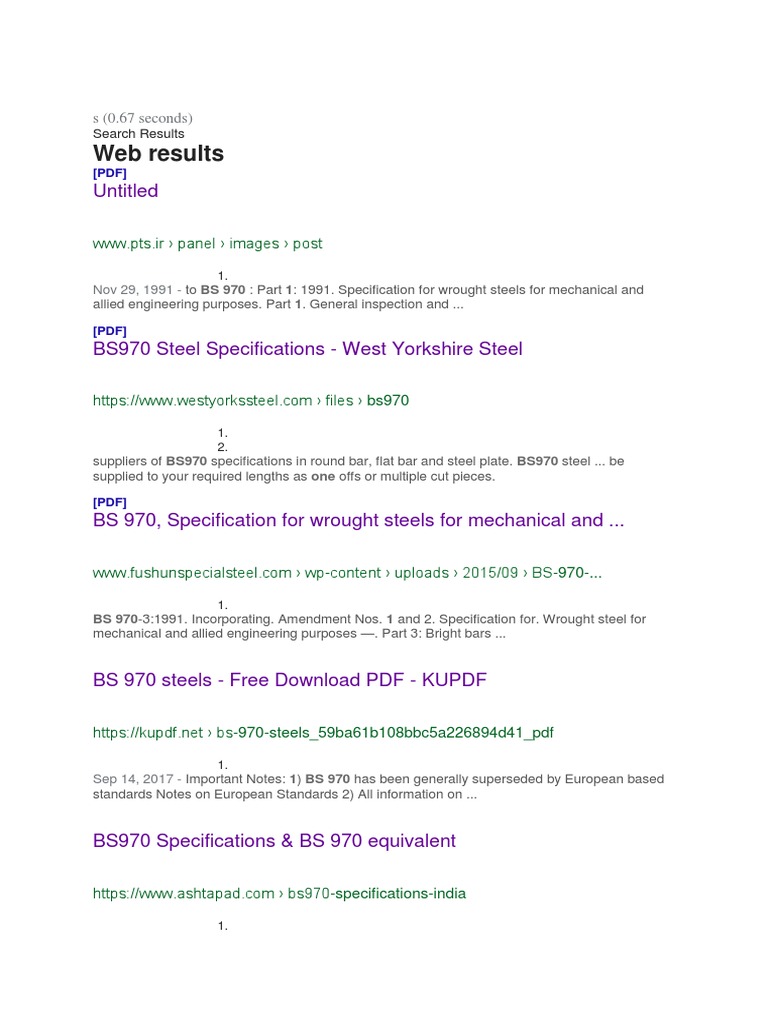 Specifications and Properties of BS 970 Steel Standards based on ...