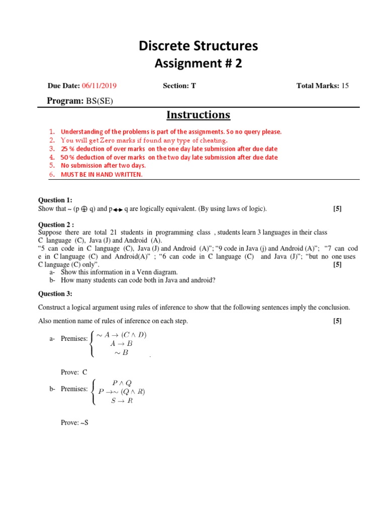 Discrete Assignment 2 | PDF