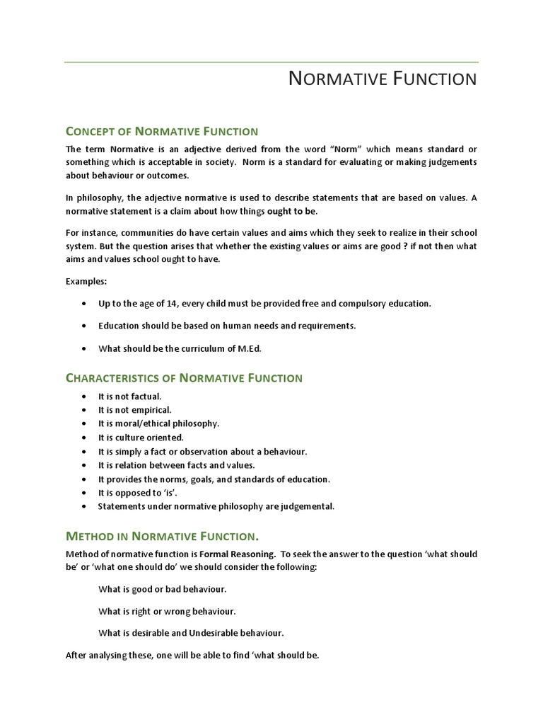 Defining the Normative Function: Establishing Standards and Goals for ...