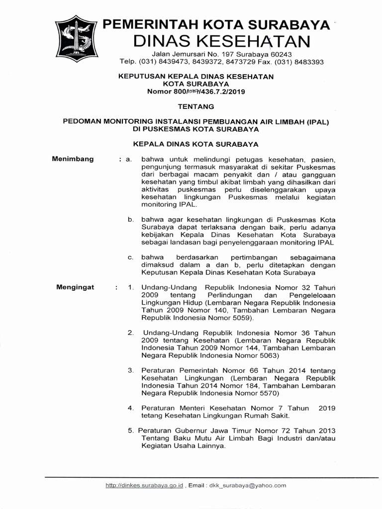 Pedoman Monitoring Ipal 2019 | PDF