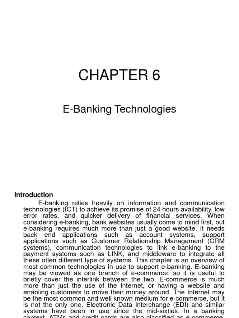E Banking Chapter 6 | PDF | Online Banking | Banks & Banking