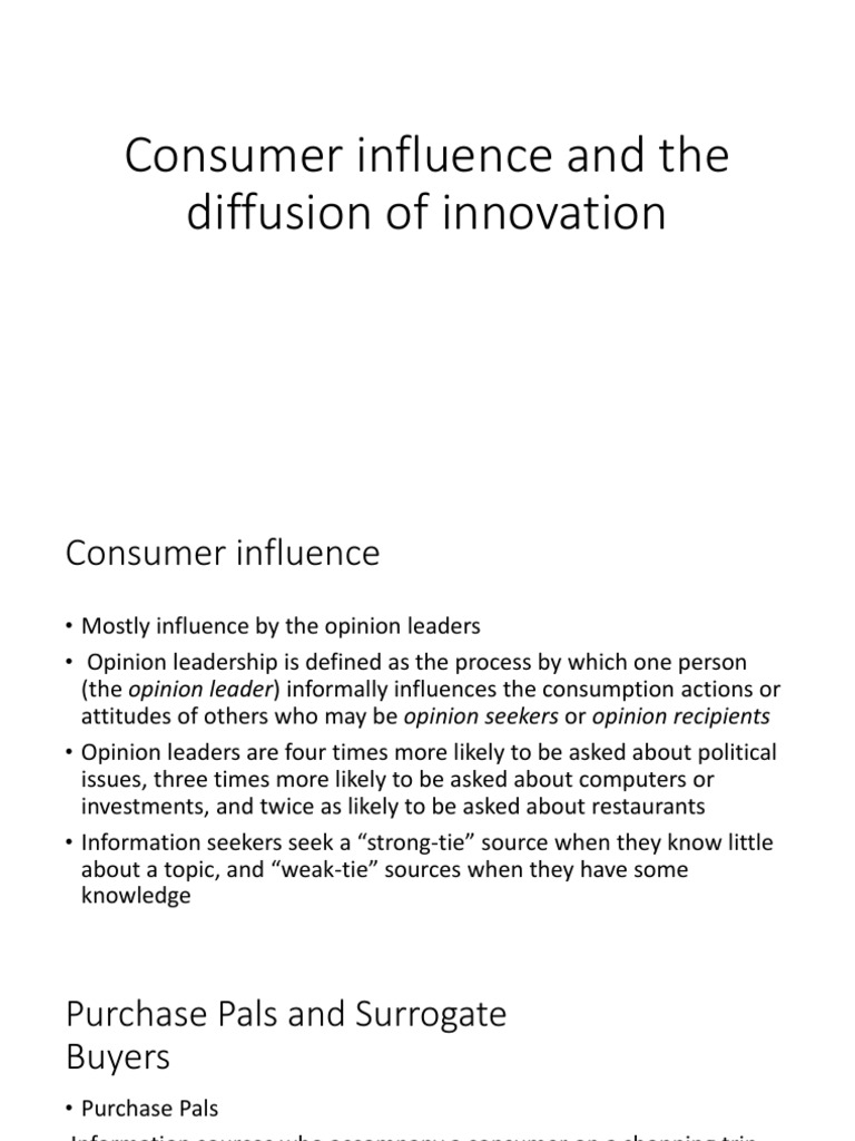 Consumer Influence and The Diffusion of Innovation | PDF | Cognition ...