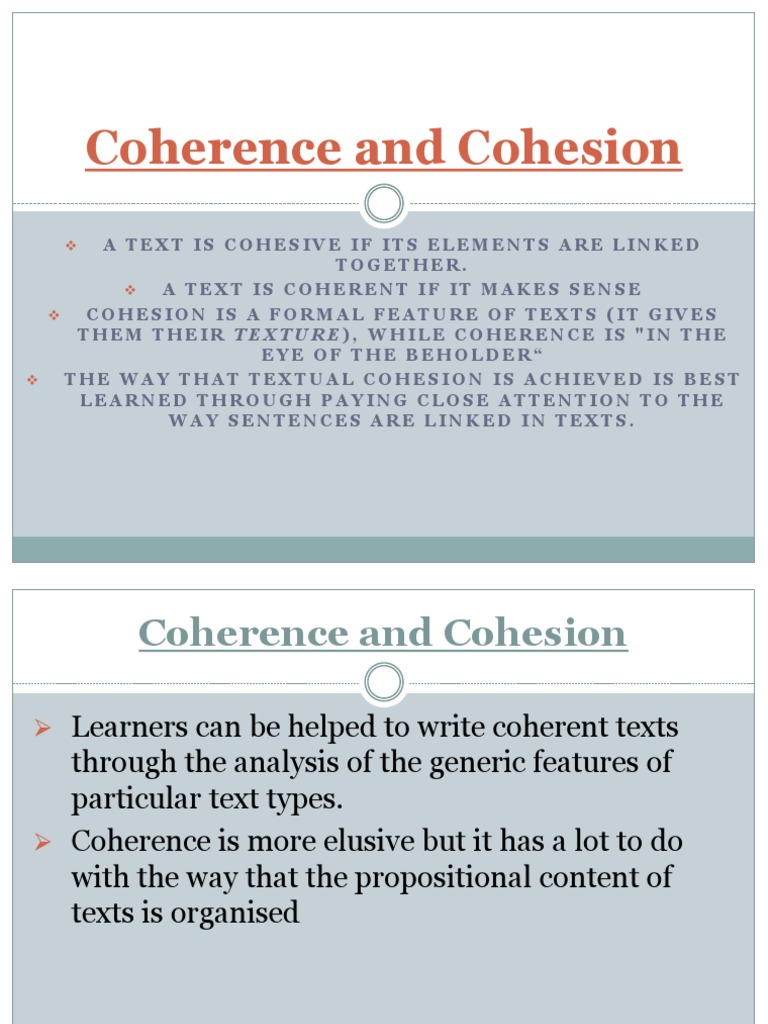 Coherence and Cohesion | PDF | Linguistics | Semiotics