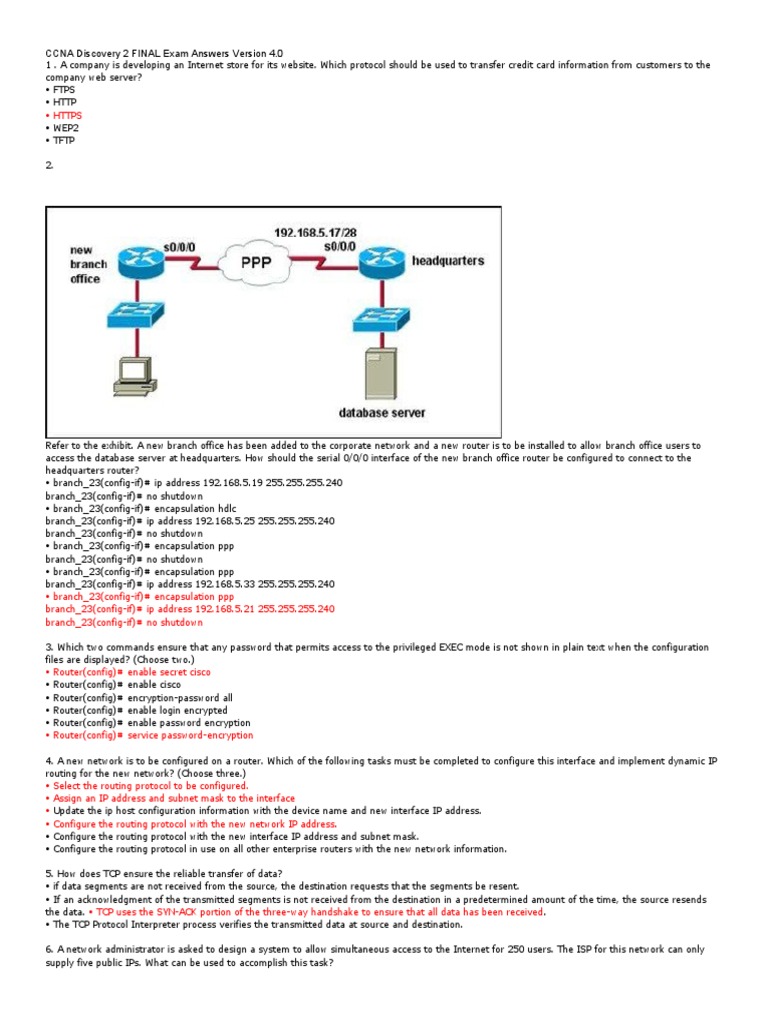 Ccna Discovery 2 Final Exam Answers Version 4 Download Free Pdf