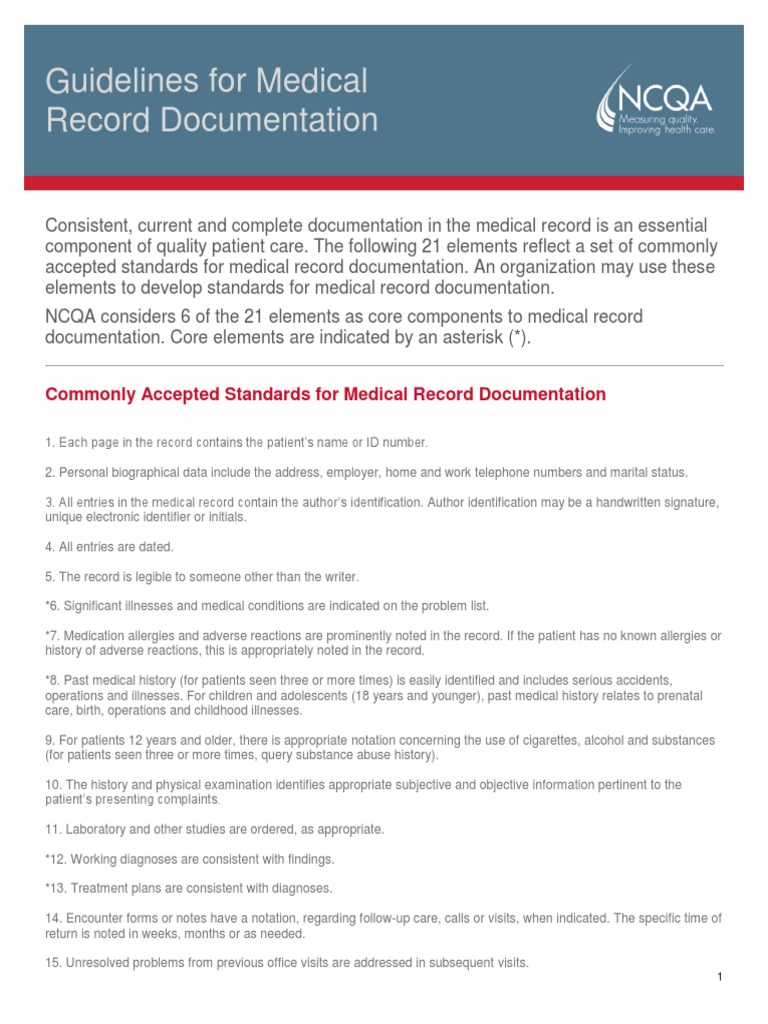Guidelines Medical Record Documentation | PDF | Medical Record ...