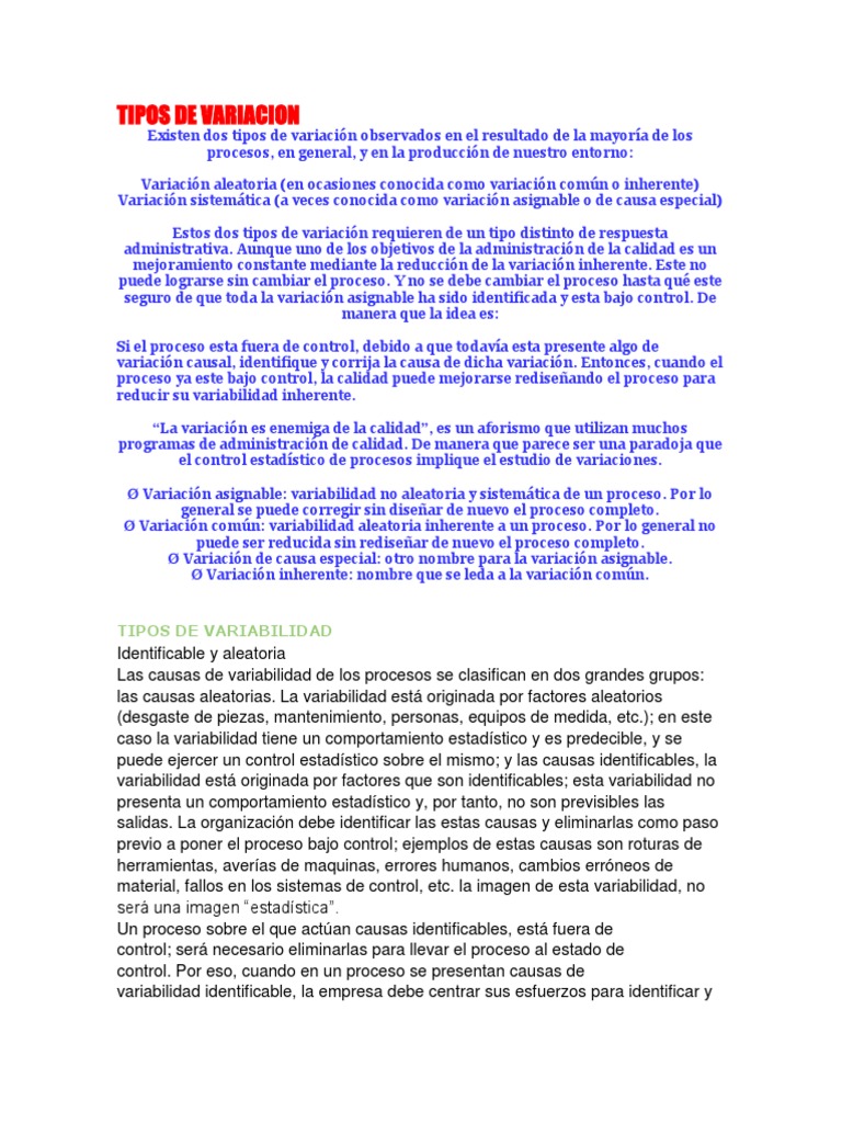 Tipos de Variacion | PDF | Distribución normal | Estadísticas