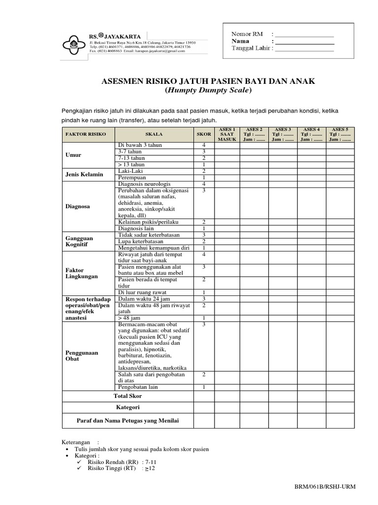 Asesmen Risiko Jatuh pada Anak dan Bayi | PDF | Sains & Matematika