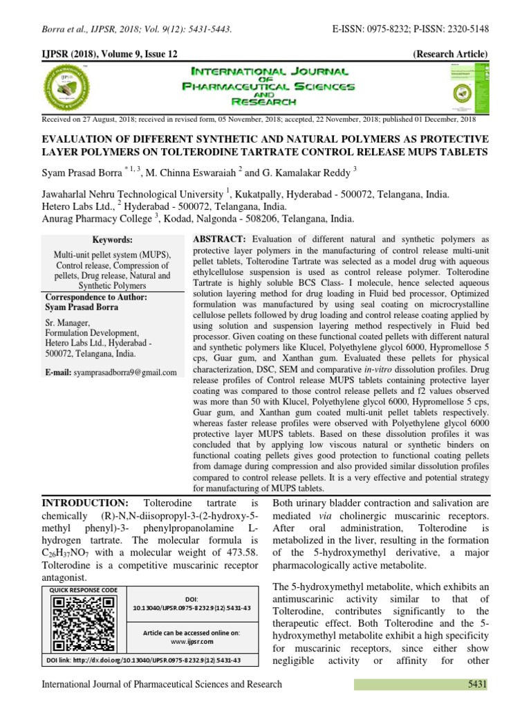 52 Vol. 9 Issue 12 Dec 2018 IJPSR RA 10816 | PDF | Tablet (Pharmacy ...