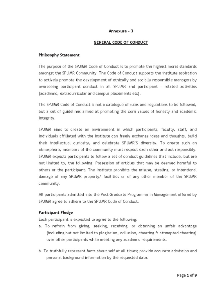 Annexure - 3 Code of Conduct | PDF | Sexual Harassment | Substance Abuse